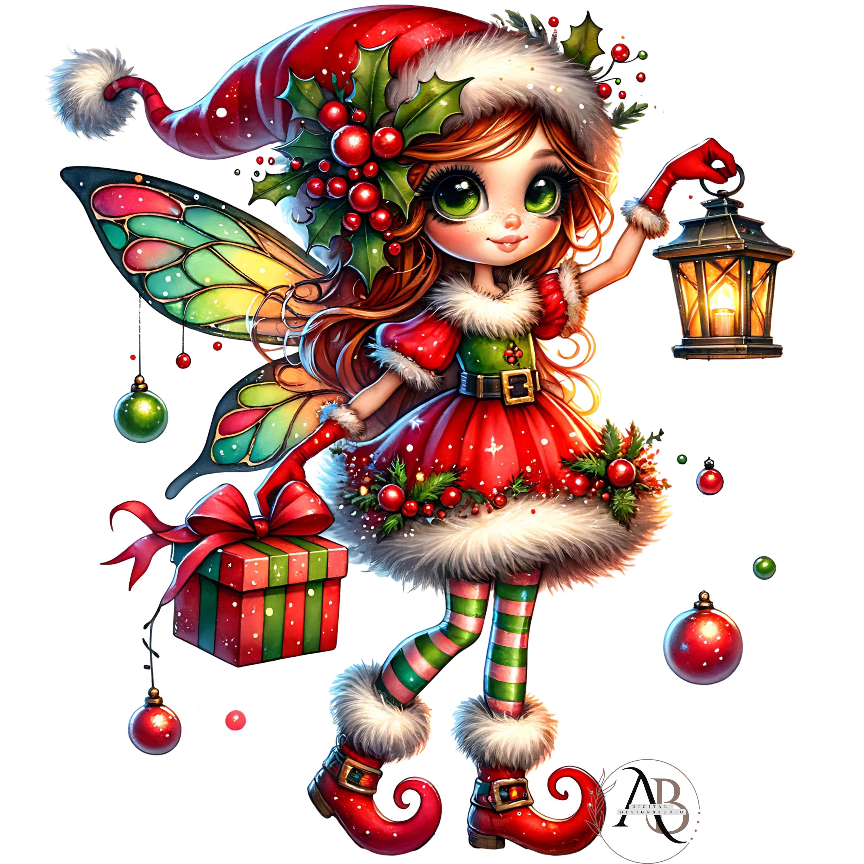 Watercolor Christmas Fairy Clipart PNG Bundle Digital Download for ...