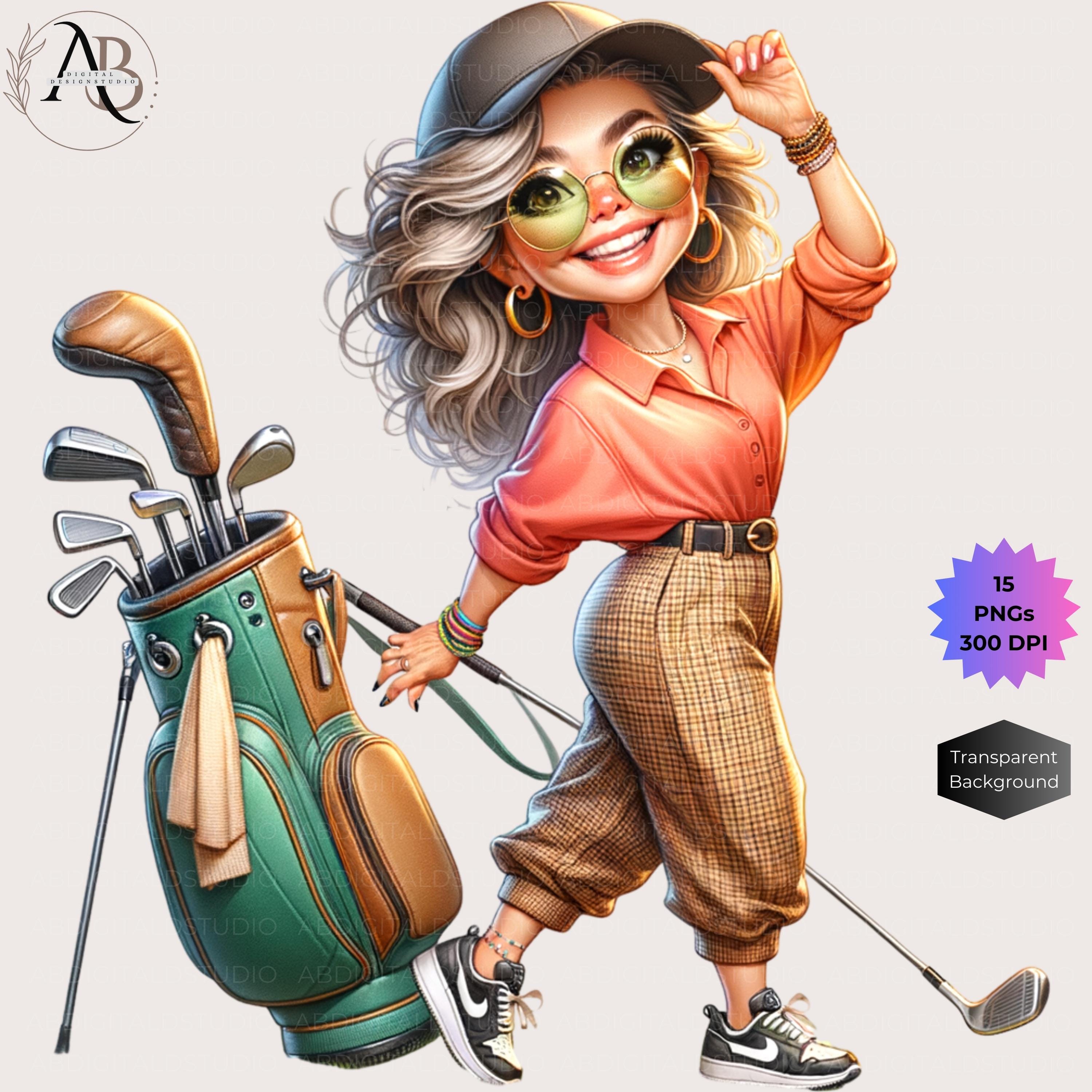 Lady Golfer PNG Clipart: Senior Grandma Golfing (digital Download -15 ...