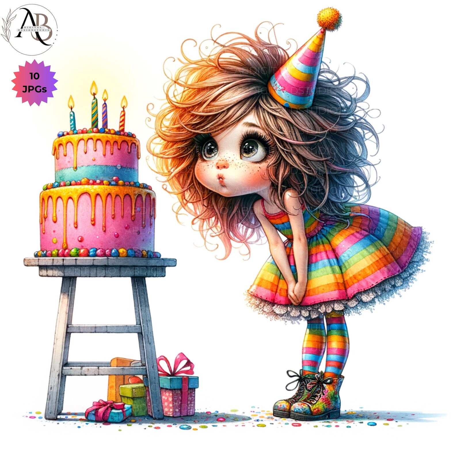 Quirky Birthday Cake Quirky Girl Clipart 10JPG Birthday Party Whimsical ...