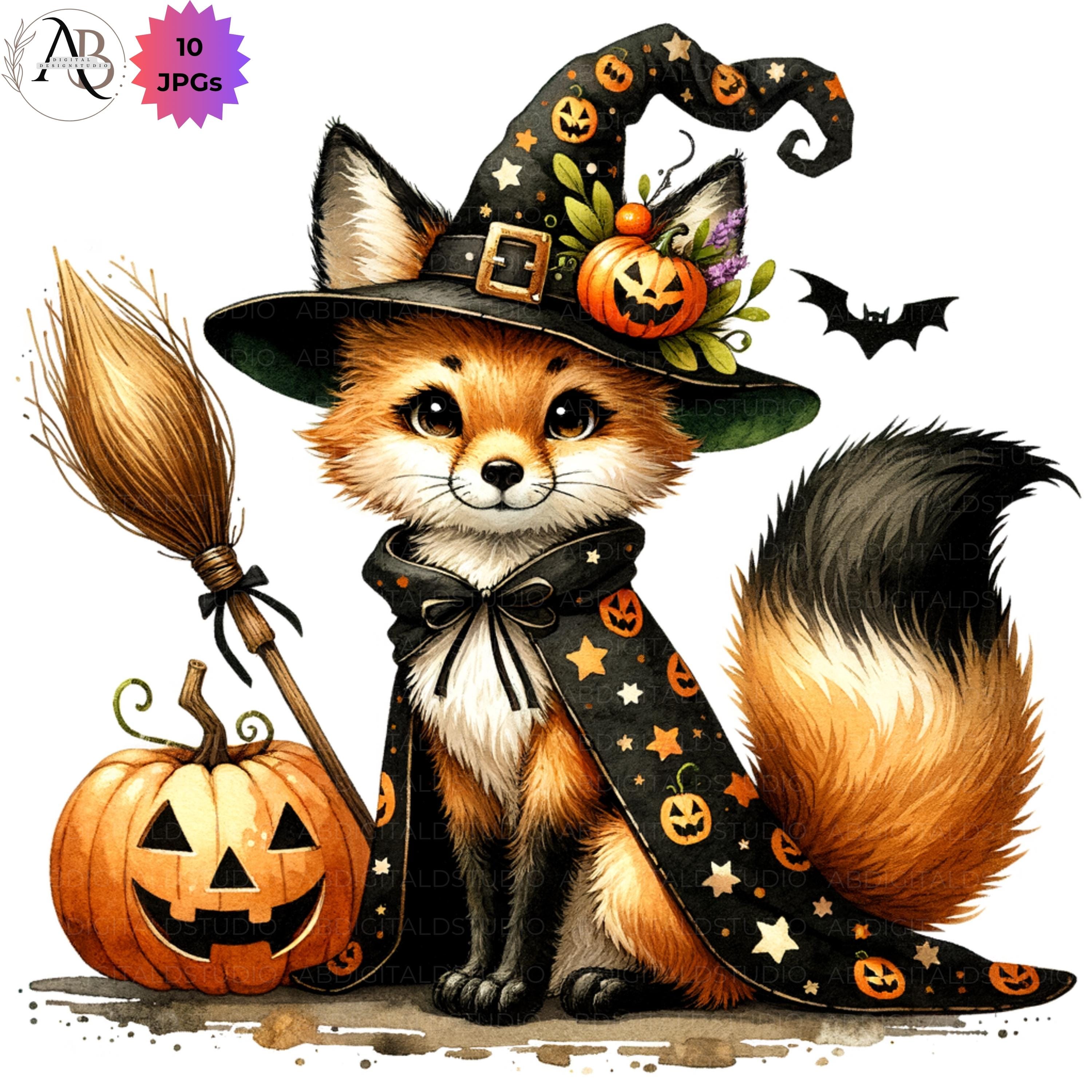 Whimsical Halloween Fox Clipart: Junk Journal Ephemera, Scrapbooking ...