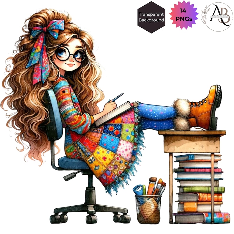 Quirky Teacher Clipart: Funny Cartoon 14 PNG Bundle (digital Printable ...