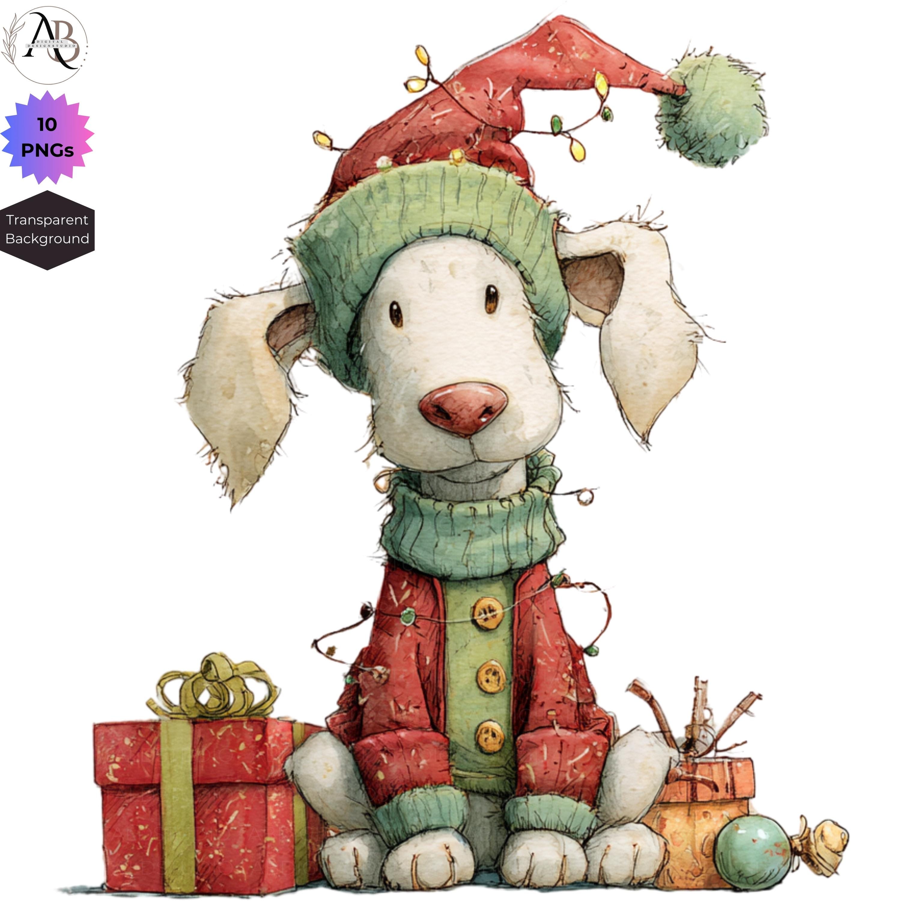 Christmas Dogs Clipart Bundle: 10 PNG, Holiday Watercolor Digital ...