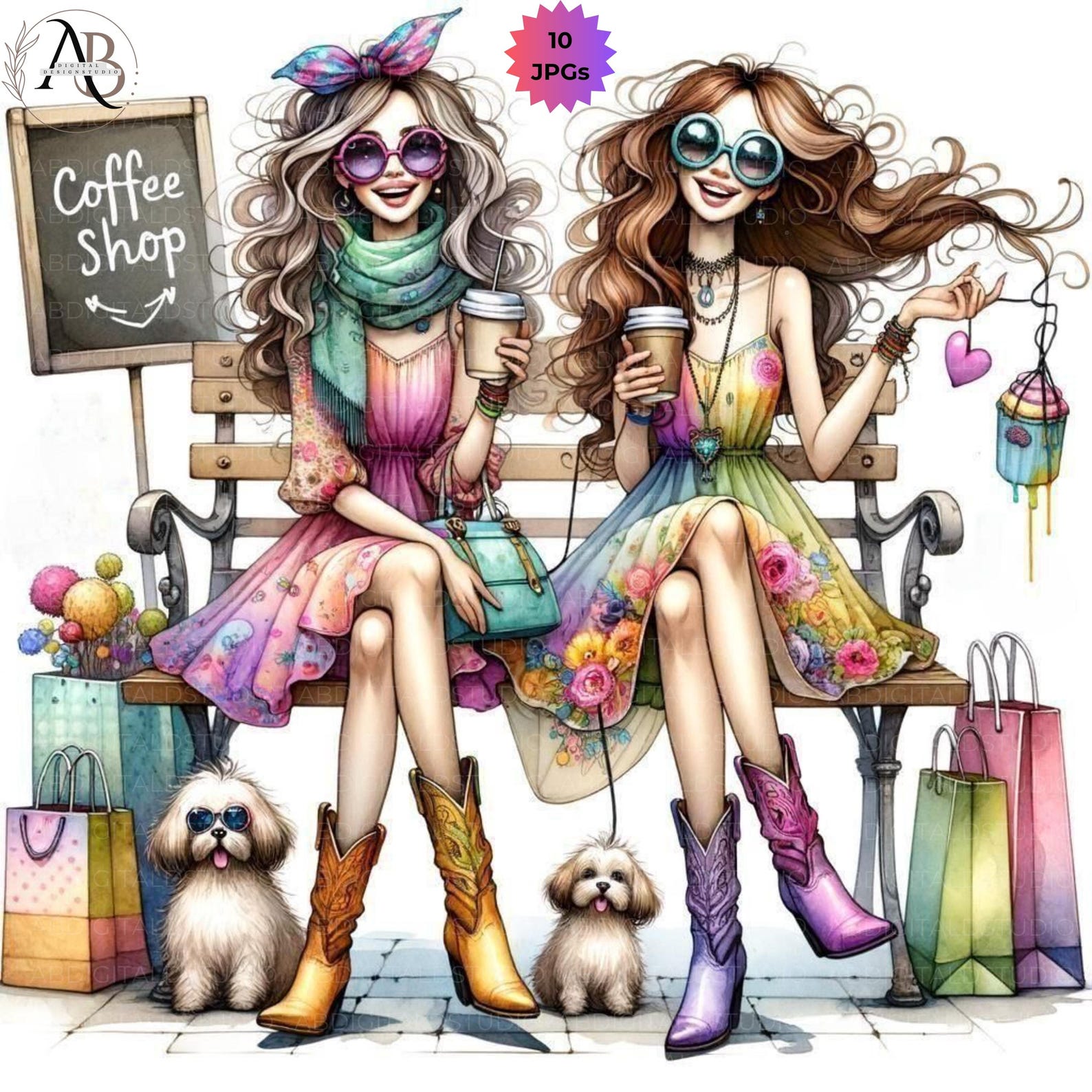 Best Friend Clipart 10 JPG, Best Friends Girls, Laughing Friend, Quirky ...