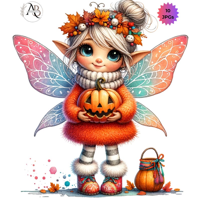 Halloween Fairy Clipart: Pumpkin Jack-o'-lantern Designs (digital ...