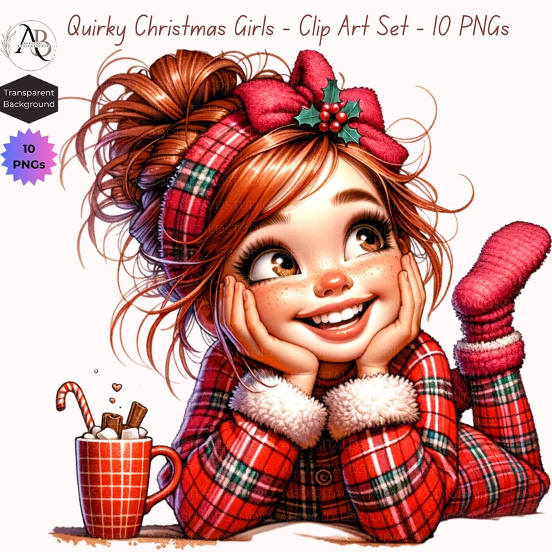 Quirky Christmas Coffee Girls Clip Art: 10 Quirky Girls Pngs (digital ...