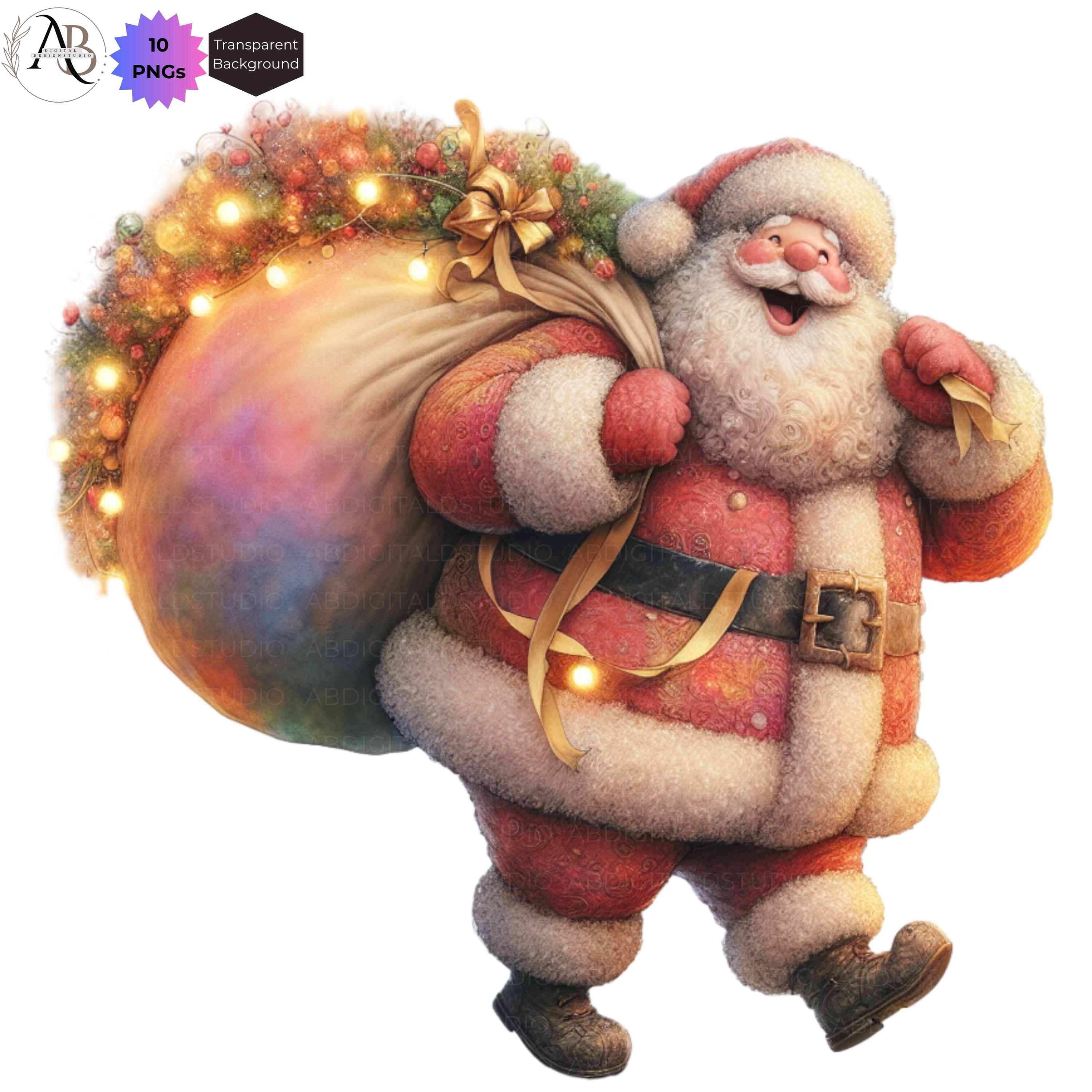 Santa Claus Clipart PNG Bundle: Festive Christmas DIY Graphics (digital ...