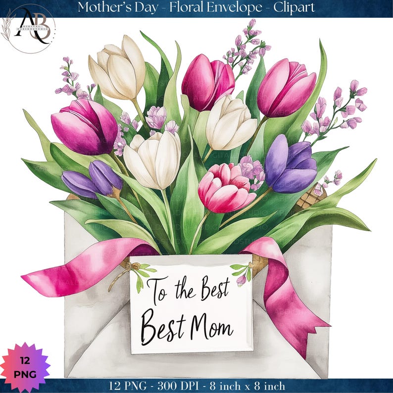 Watercolor Flower Clipart Bundle: Mother's Day PNG Graphics (digital ...