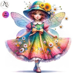 Spring Fairy Clip Art Spring Girls With Daisy Flowers 10JPG Quirky Girl ...