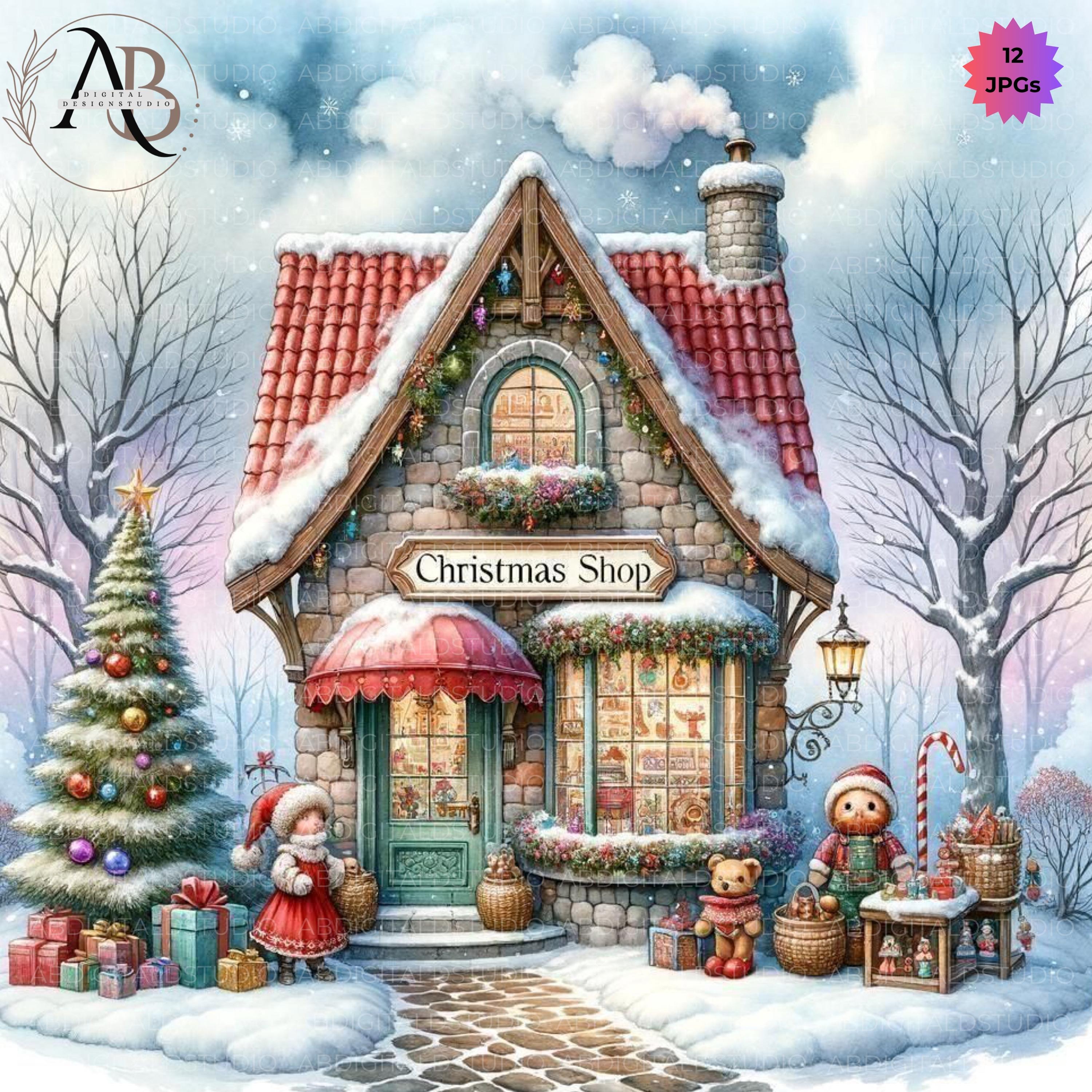Christmas Clipart Christmas Shop Storefront Print 12 JPG Printable ...