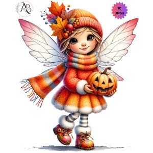 Halloween Fairy Clipart: Pumpkin Jack-o'-lantern Designs (digital ...
