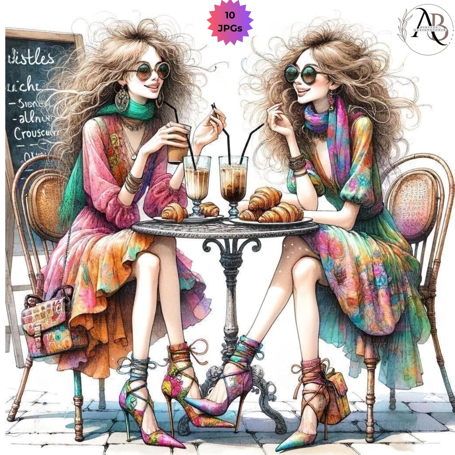 Best Friend Clipart 10 JPG, Best Friends Girls, Laughing Friend, Quirky ...