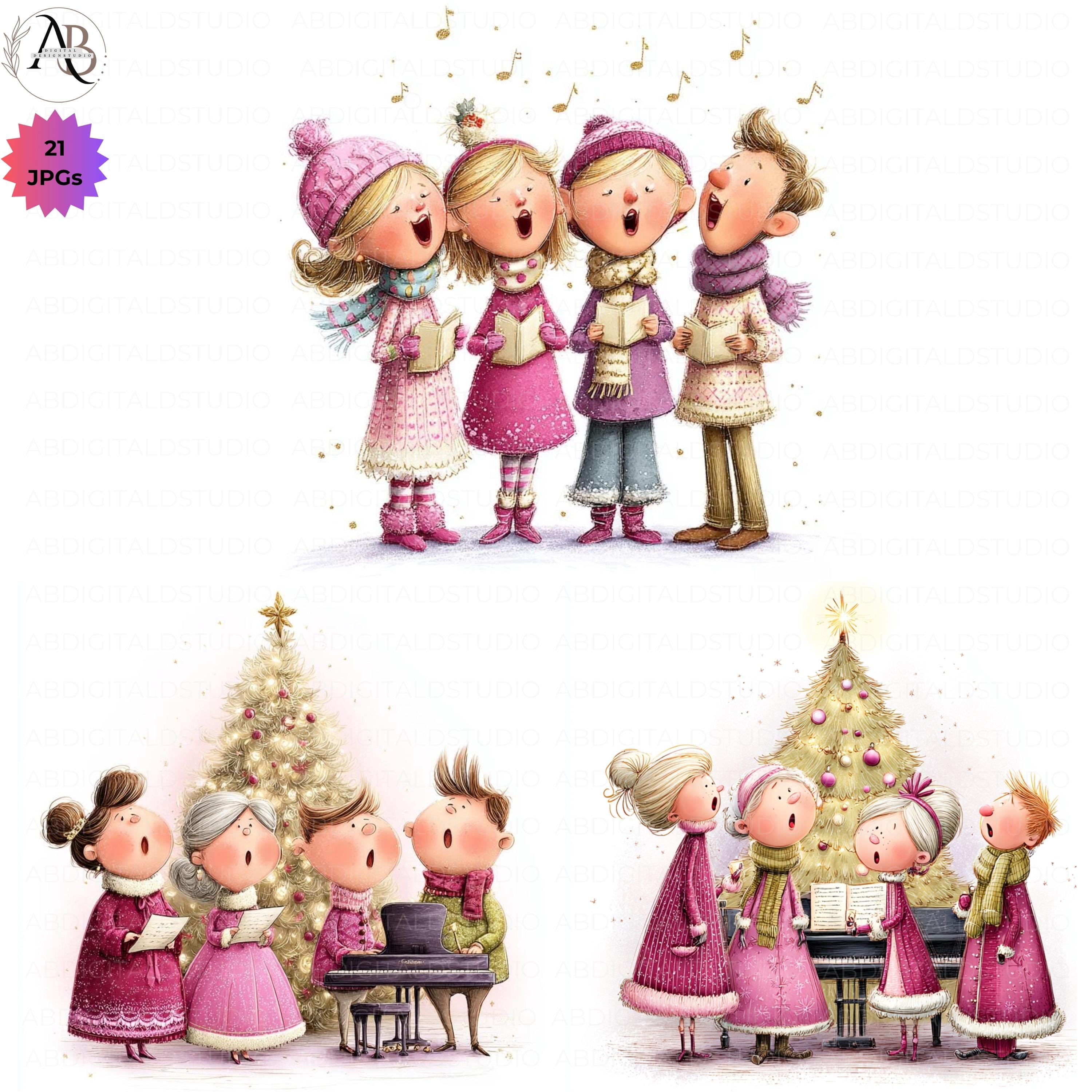 Christmas Carolers Clipart: Whimsical Watercolor Festive Bundle-clipart ...
