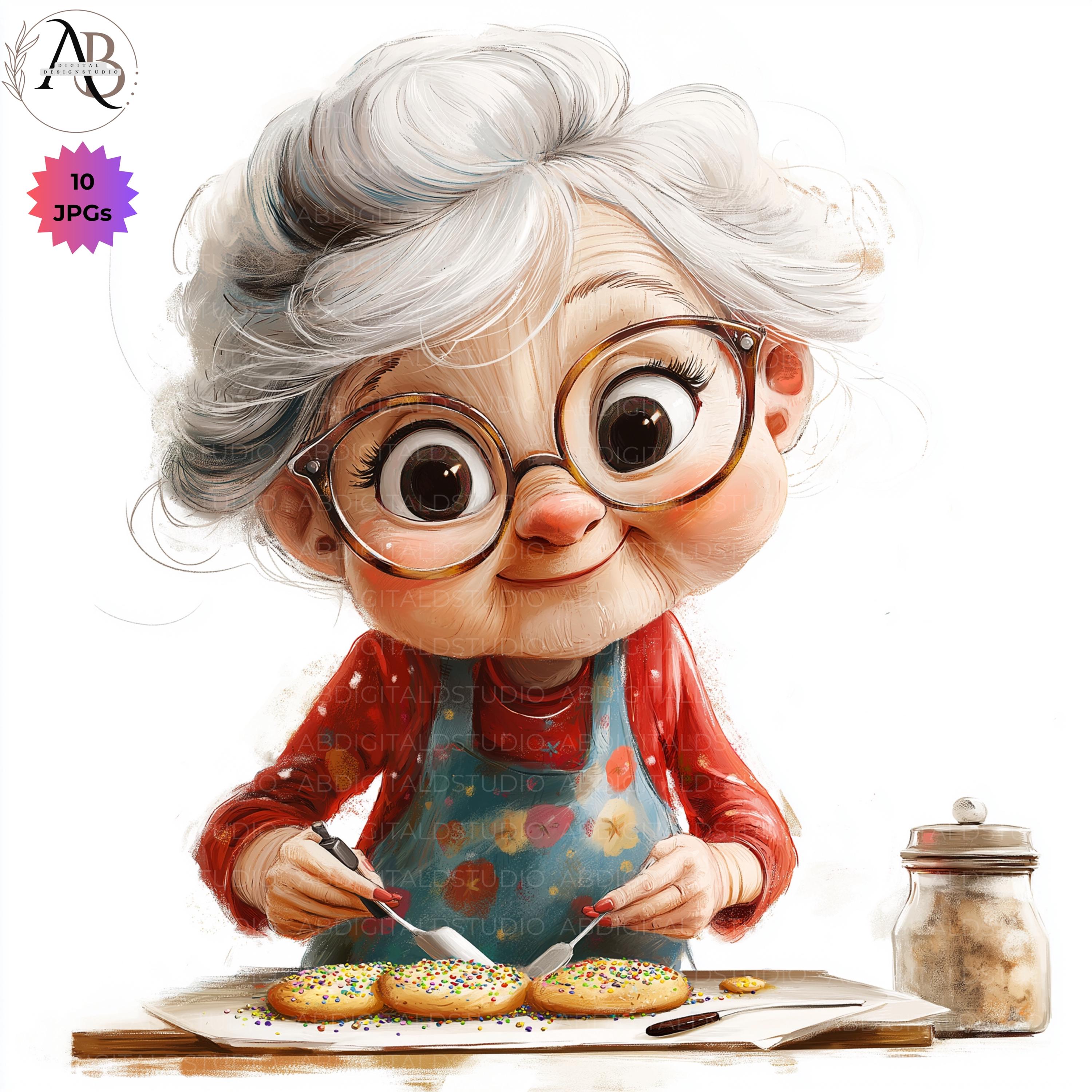Quirky Funny Grandma Clipart Grandma Baking Funny Old People 10JPG ...