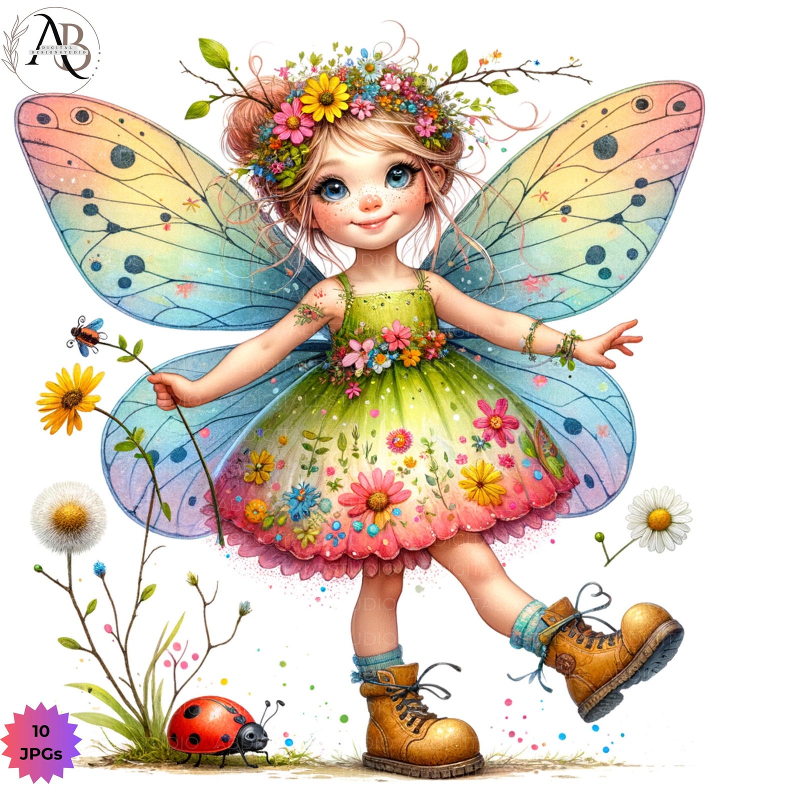 Spring Fairy Clip Art Spring Girls With Daisy Flowers 10JPG Quirky Girl ...