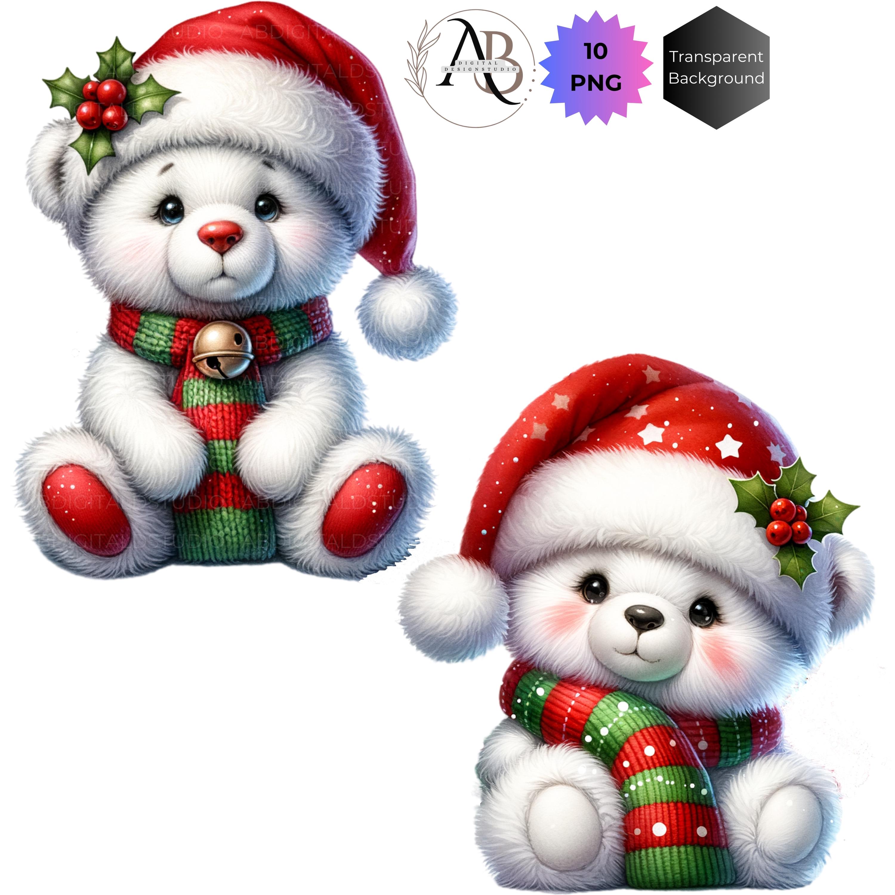 Christmas Teddy Bear Clipart: Holiday Card Scrapbooking Ephemera (10 ...