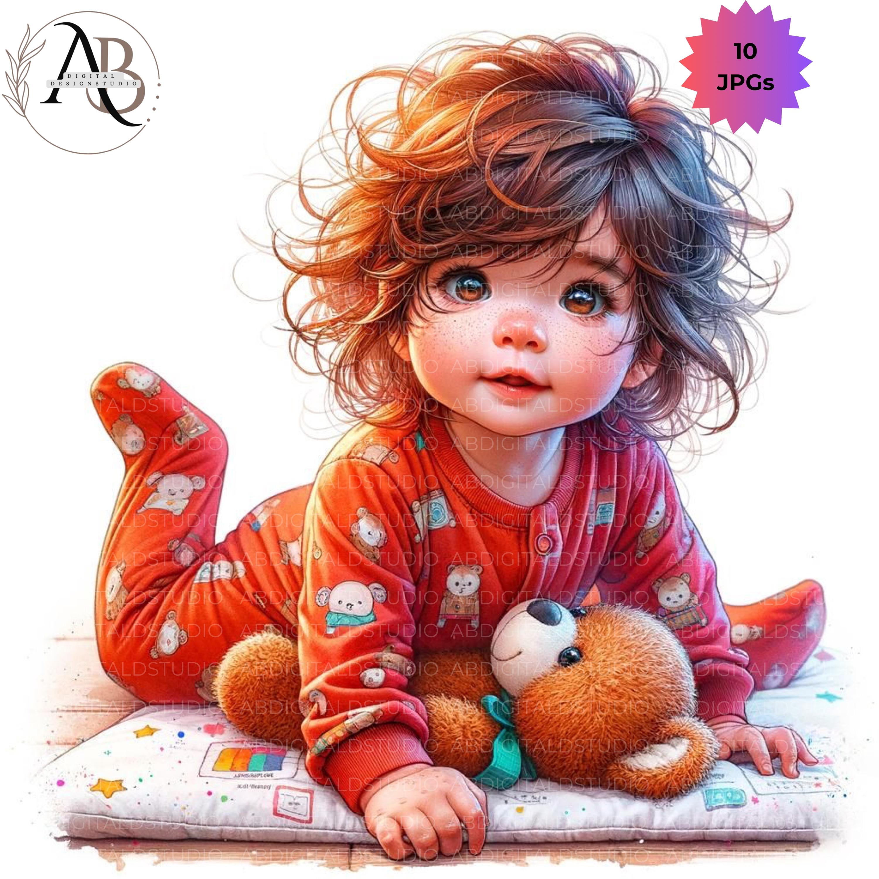 Quirky Babies Whimsical Babies, 10 JPG Cute Babies Clipart, Baby ...