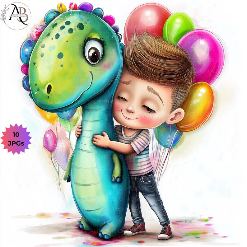 Dinosaur Birthday Clipart, 10 JPG Boys Birthday Invite DIGITAL ...