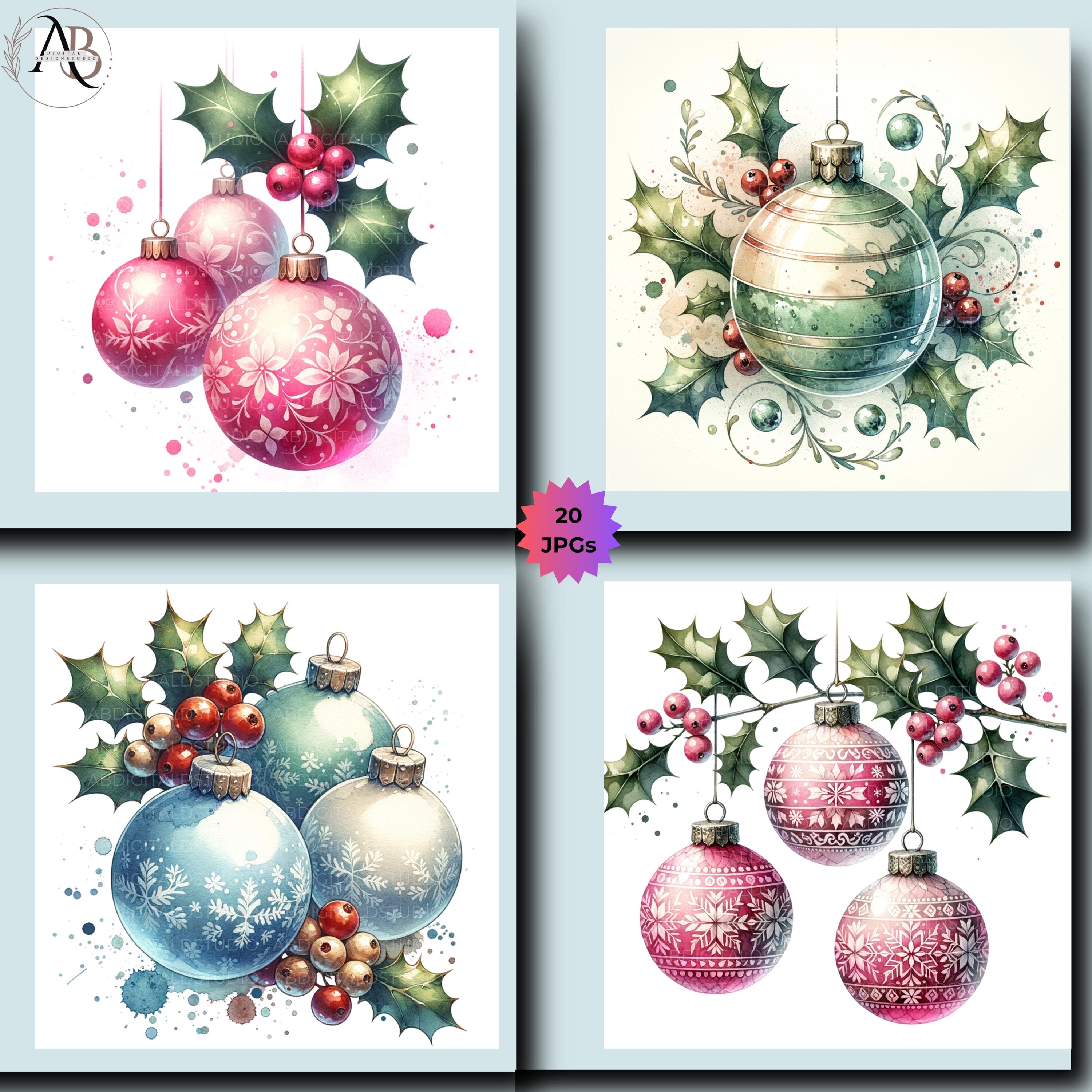Christmas Ornament Clipart Christmas Baubles Clipart 20 JPG Bundle ...