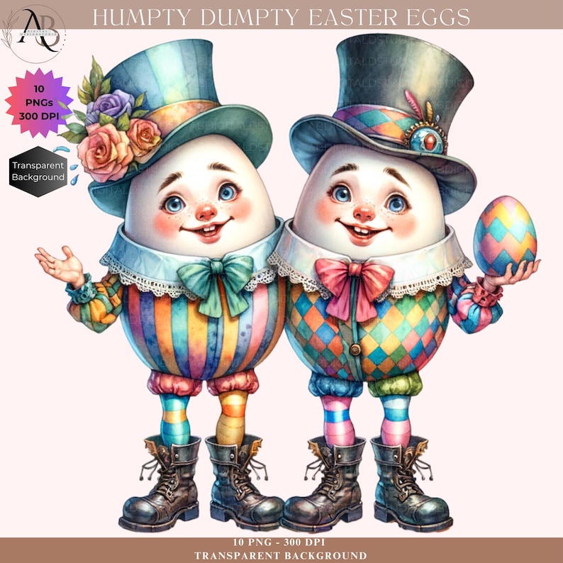 Quirky Whimsical Easter Eggs PNG 10 Clipart, Humpty Dumpty, Boy Easter ...