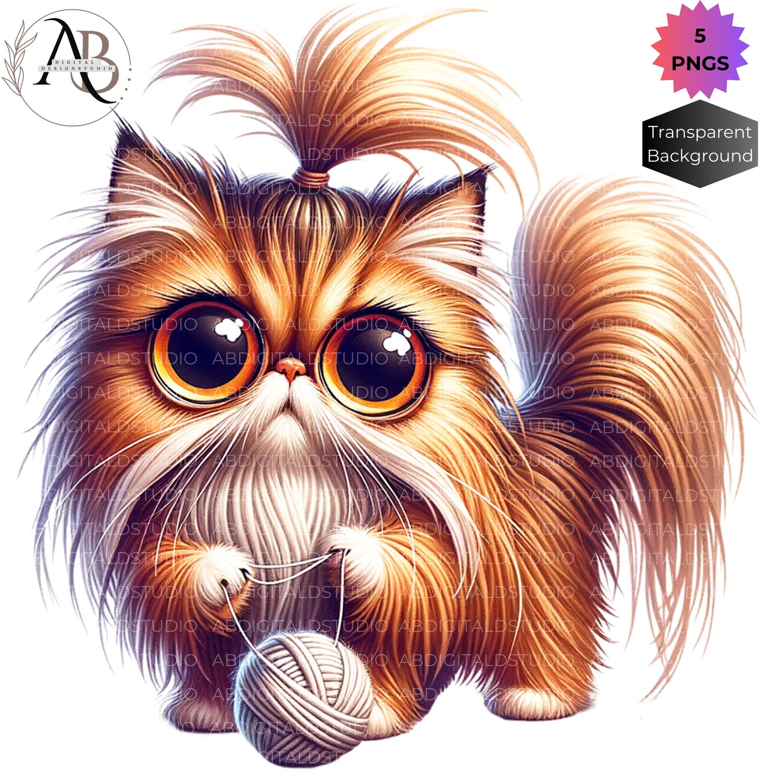 Quirky Cat Clipart, Funny Cat, Frazzled Cat, Cartoon Cat, Bundle Cat ...