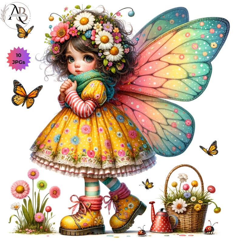 Spring Fairy Clip Art Spring Girls With Daisy Flowers 10JPG Quirky Girl ...
