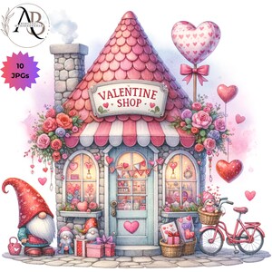 Valentines Shop Clipart Bundle, Watercolor Style (JPG Printable - 10 ...