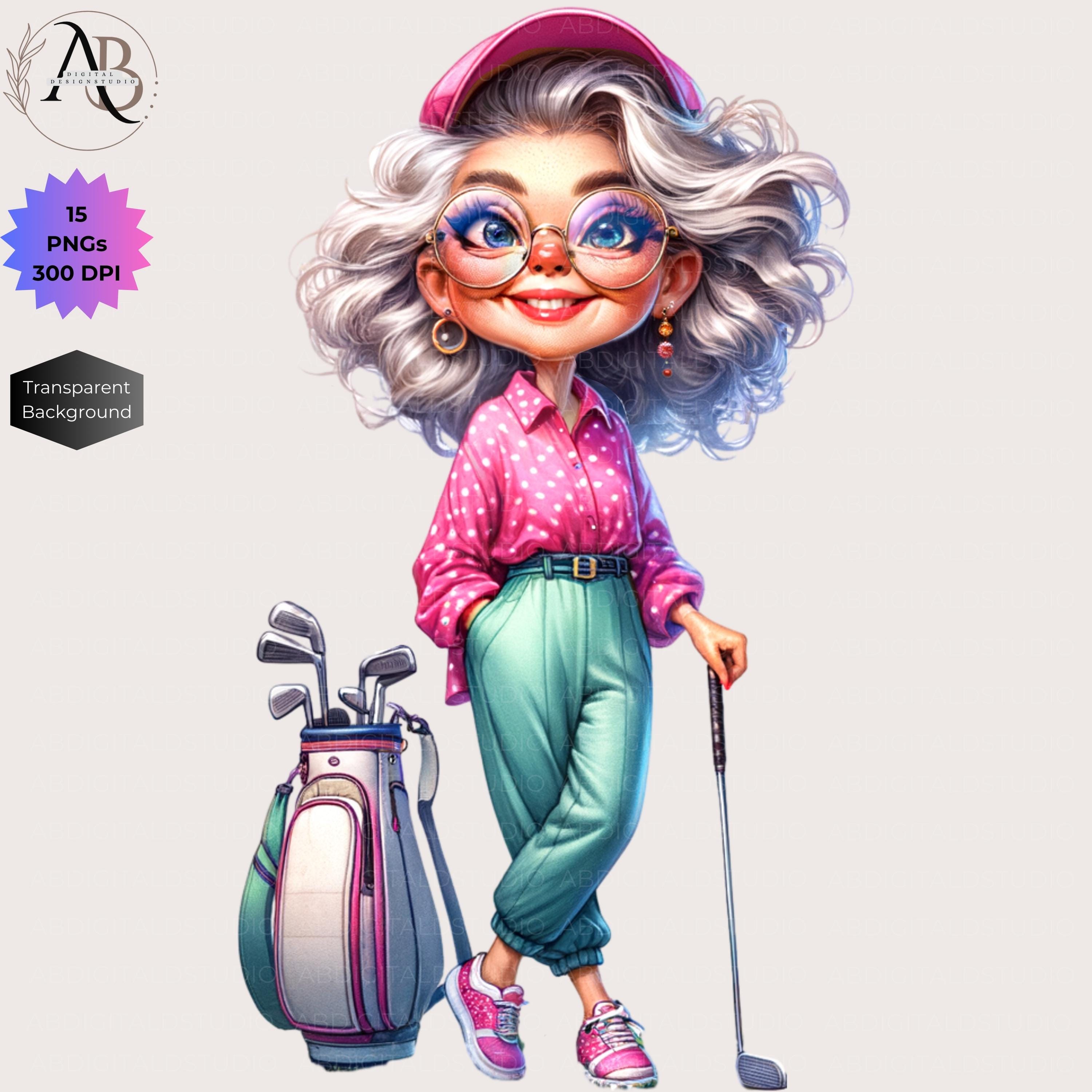 Lady Golfer PNG Clipart: Senior Grandma Golfing (digital Download -15 ...