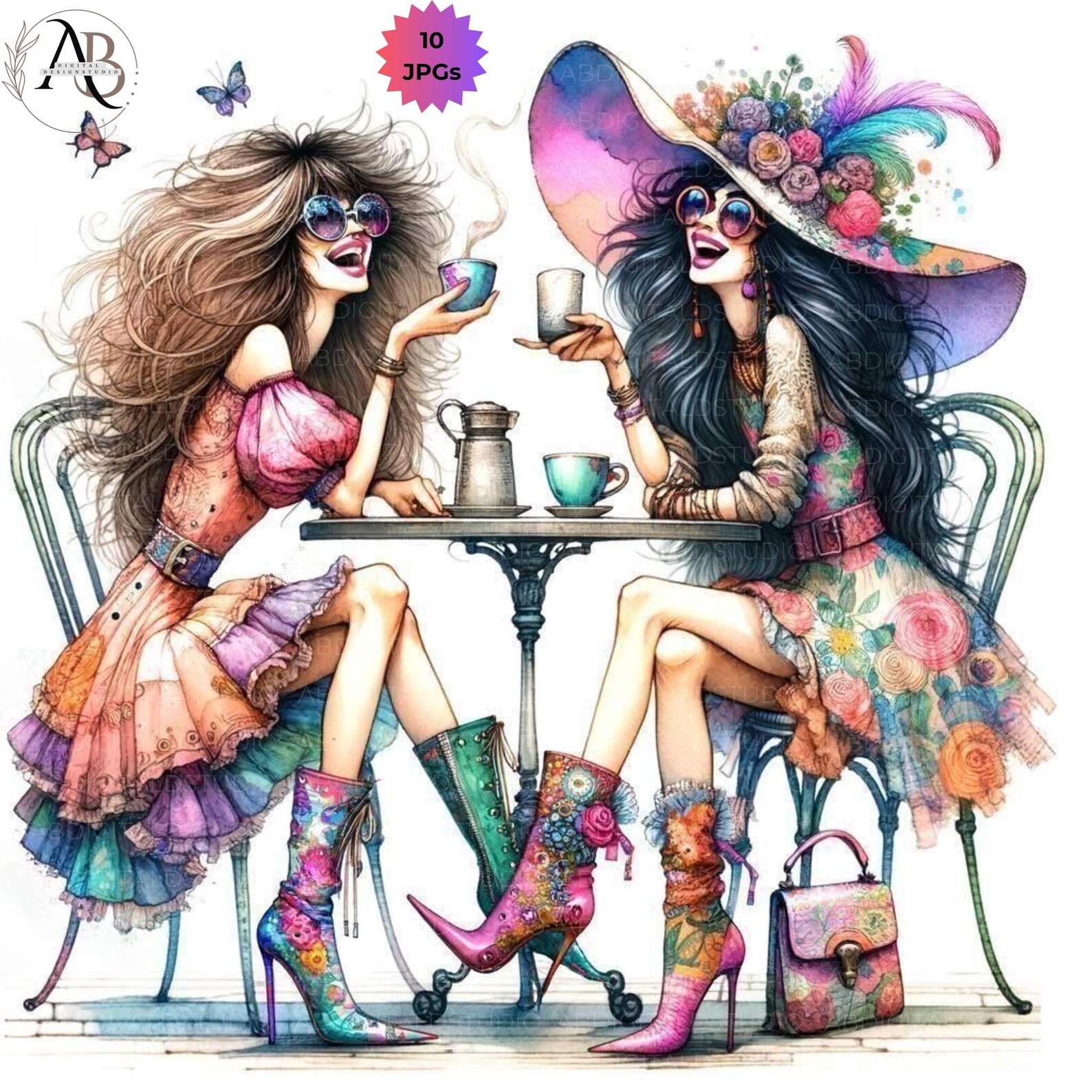 Best Friend Clipart 10 JPG, Best Friends Girls, Laughing Friend, Quirky ...