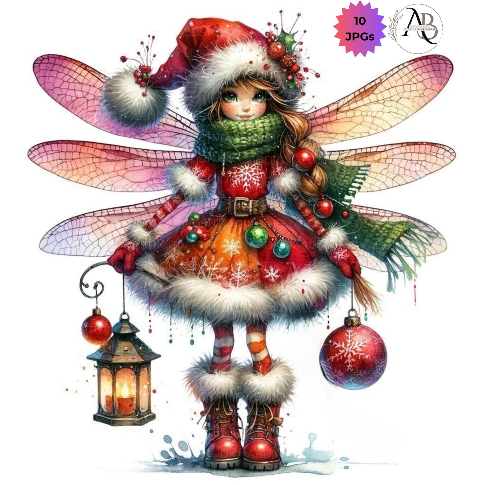 Christmas Fairy Clipart: Festive Whimsical Designs, Holiday Card, Junk ...