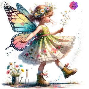 Spring Fairy Clip Art Spring Girls With Daisy Flowers 10JPG Quirky Girl ...