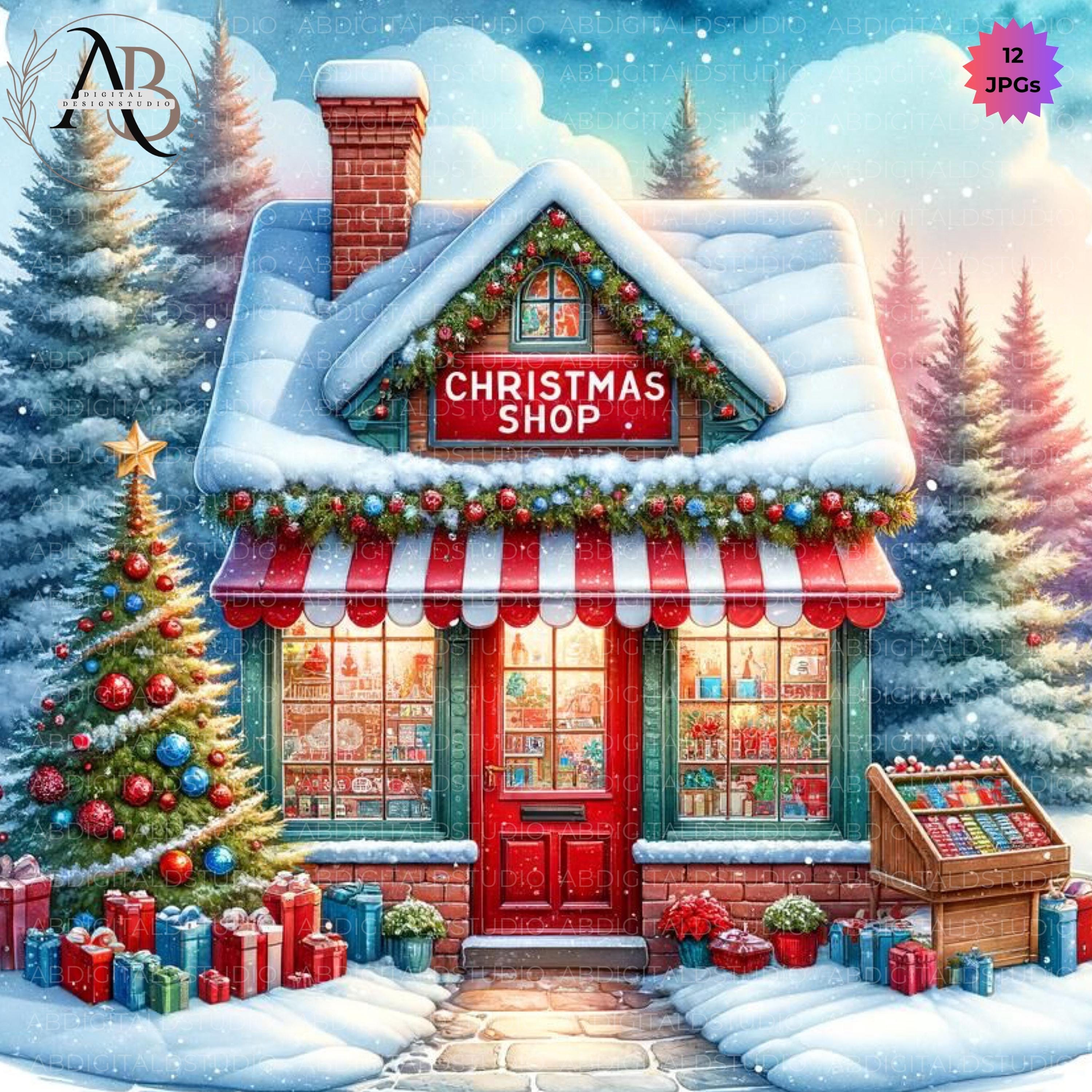 Christmas Clipart Christmas Shop Storefront Print 12 JPG Printable ...