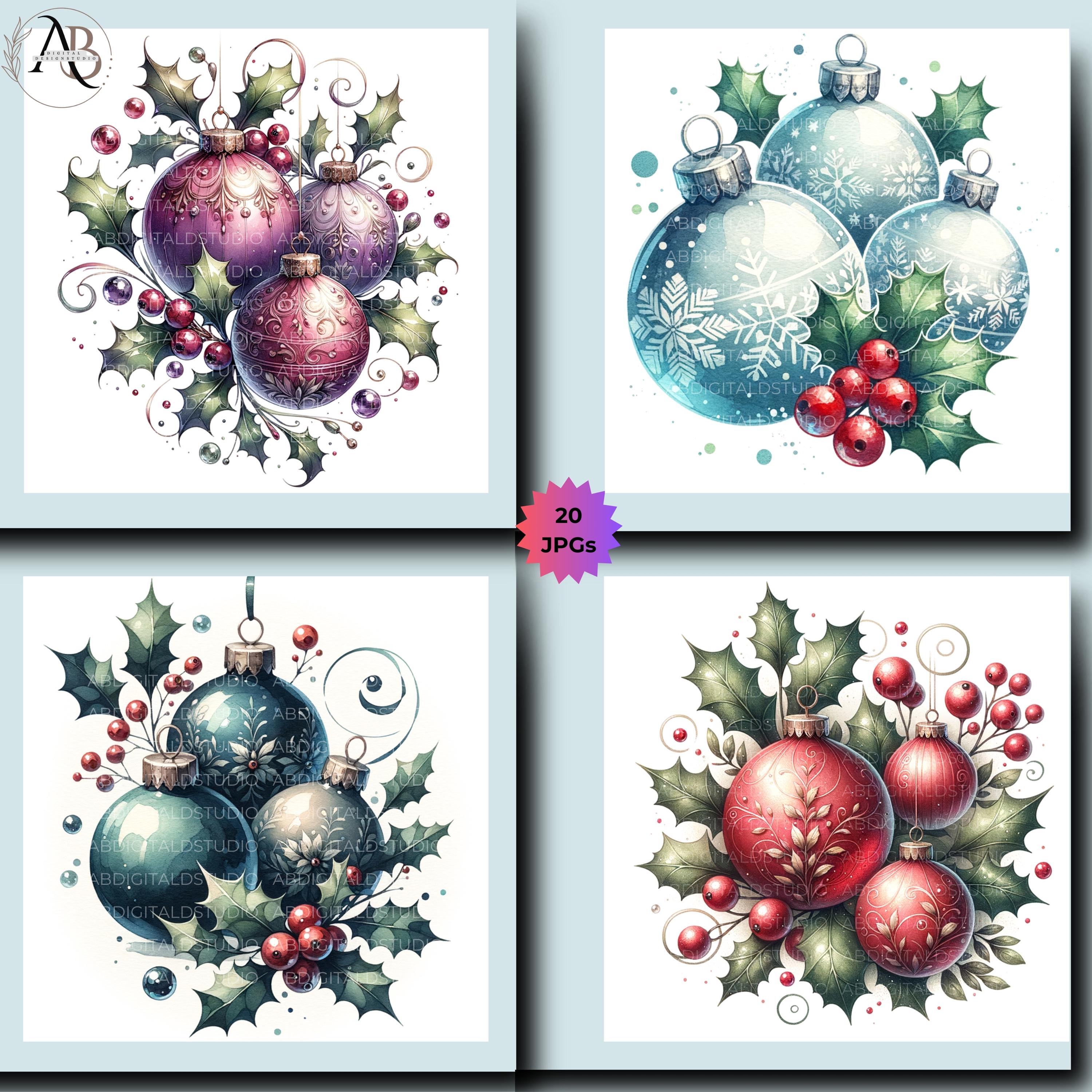 Christmas Ornament Clipart Christmas Baubles Clipart 20 JPG Bundle ...