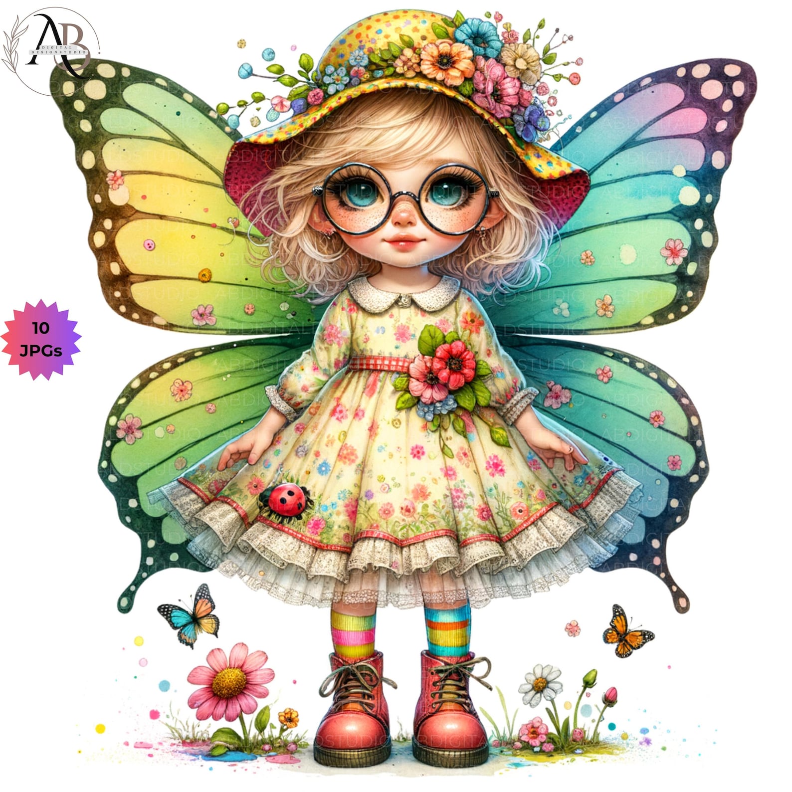 Spring Fairy Clip Art Spring Girls With Daisy Flowers 10JPG Quirky Girl ...