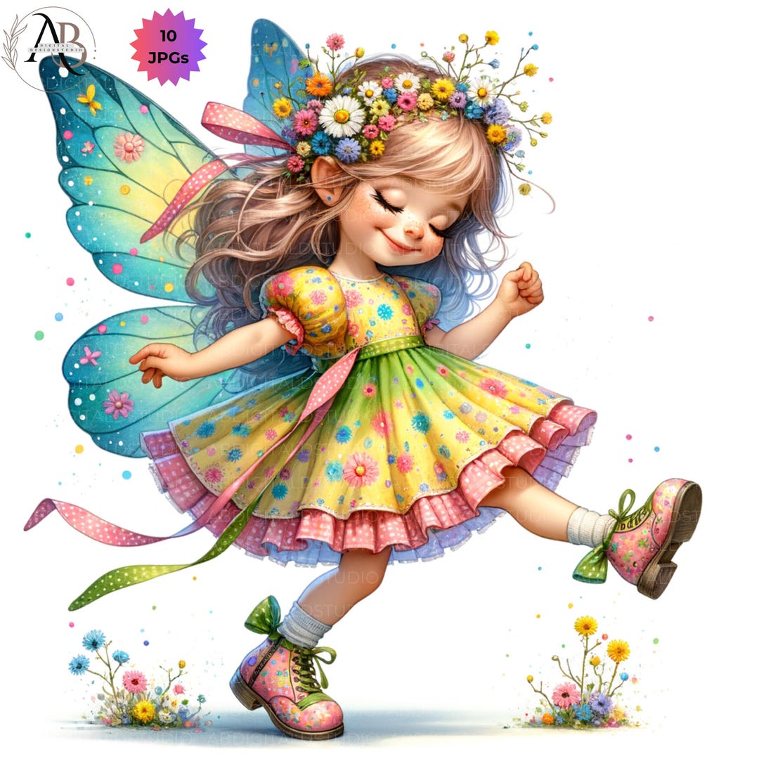 Spring Fairy Clip Art Spring Girls With Daisy Flowers 10JPG Quirky Girl ...