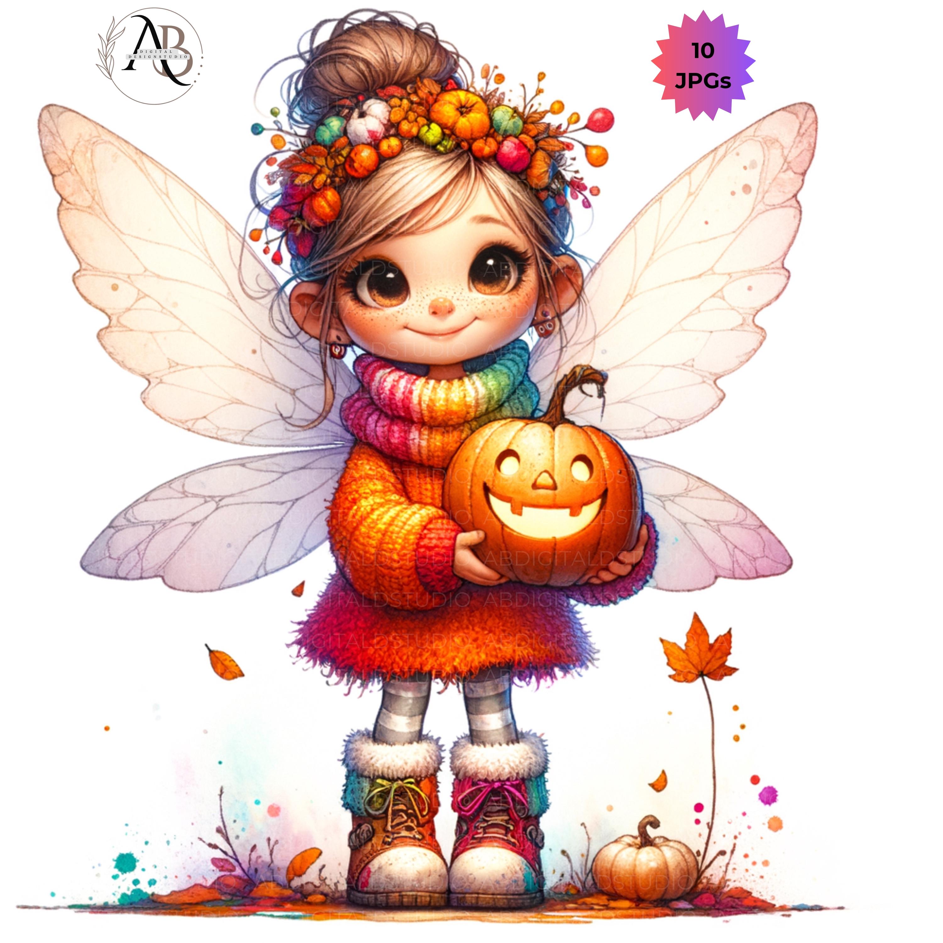 Halloween Fairy Clipart: Pumpkin Jack-o'-lantern Designs (digital ...