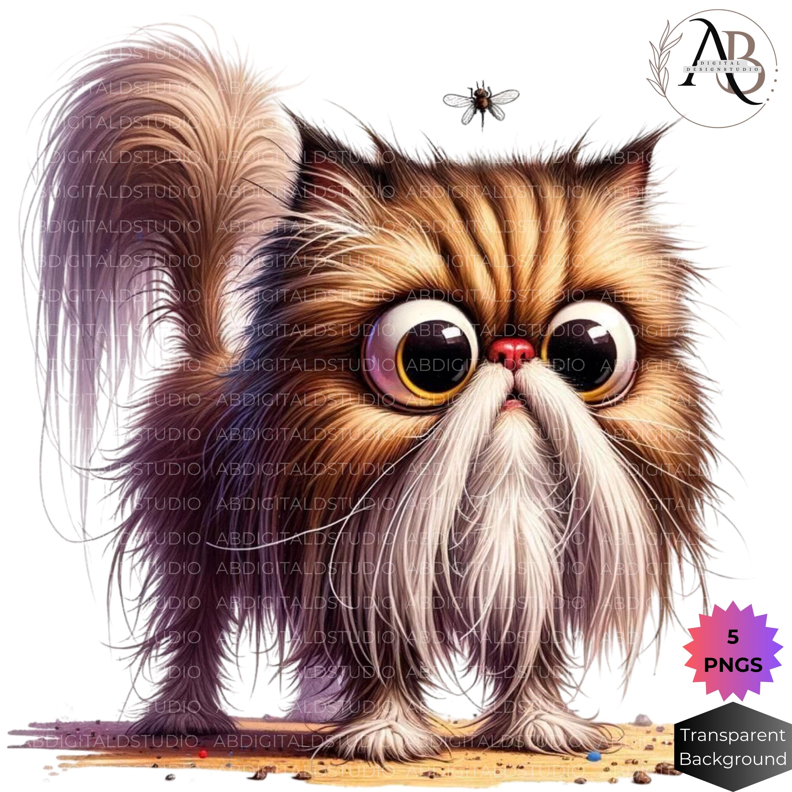 Quirky Cat Clipart, Funny Cat, Frazzled Cat, Cartoon Cat, Bundle Cat ...