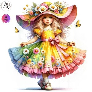 Spring Girl Clip Art Girls With Daisy Flowers 10JPG Quirky Girl Clipart ...