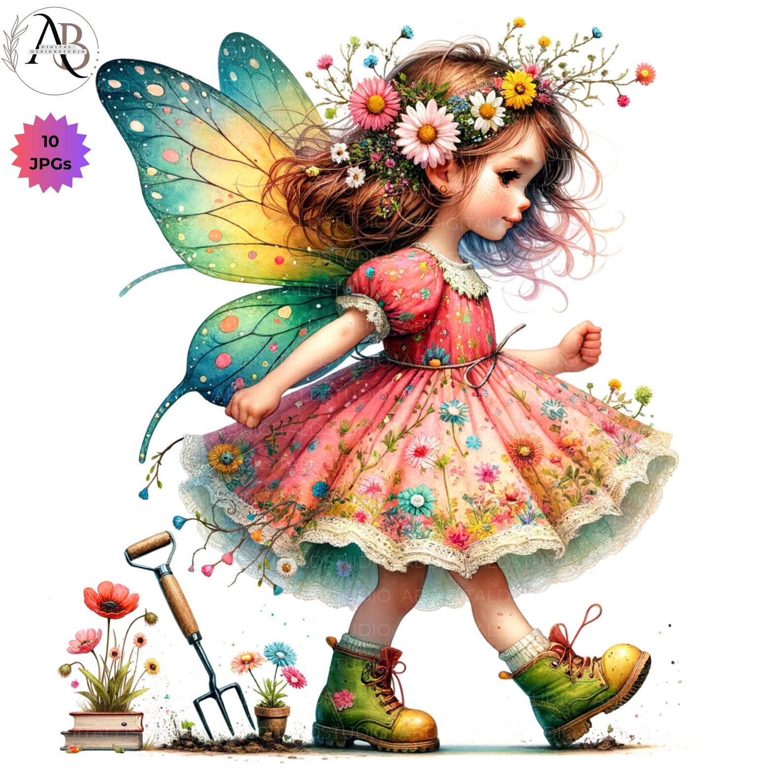 Spring Fairy Clip Art Spring Girls With Daisy Flowers 10JPG Quirky Girl ...