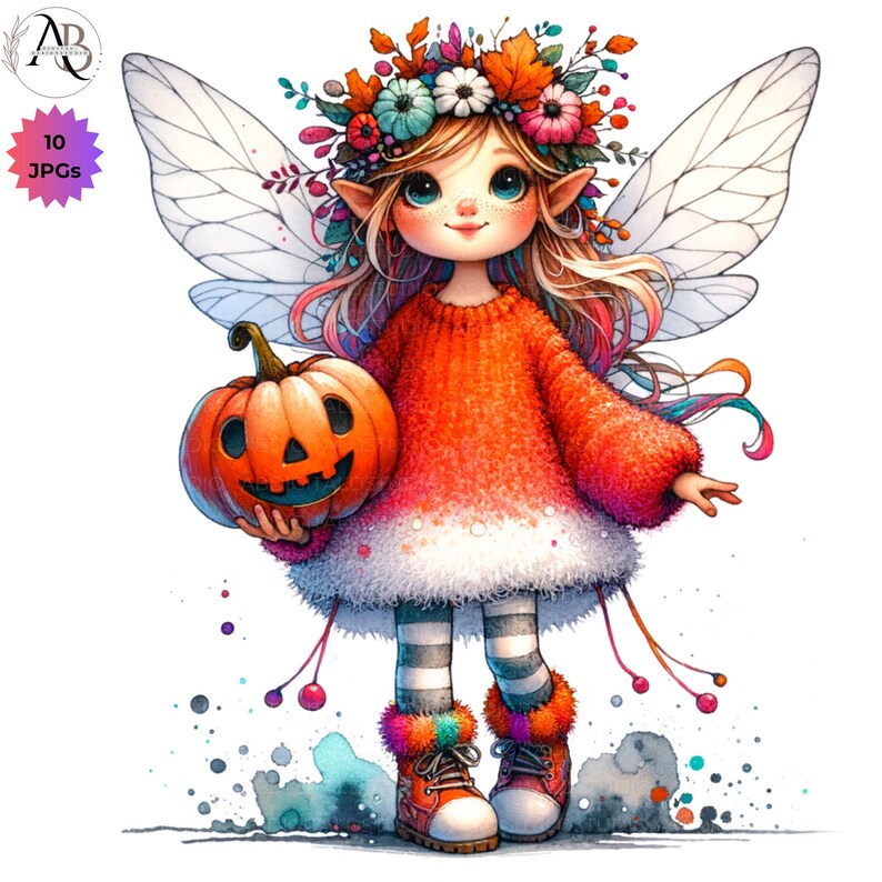 Halloween Fairy Clipart: Pumpkin Jack-o'-lantern Designs (digital ...
