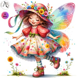 Spring Fairy Clip Art Spring Girls With Daisy Flowers 10JPG Quirky Girl ...