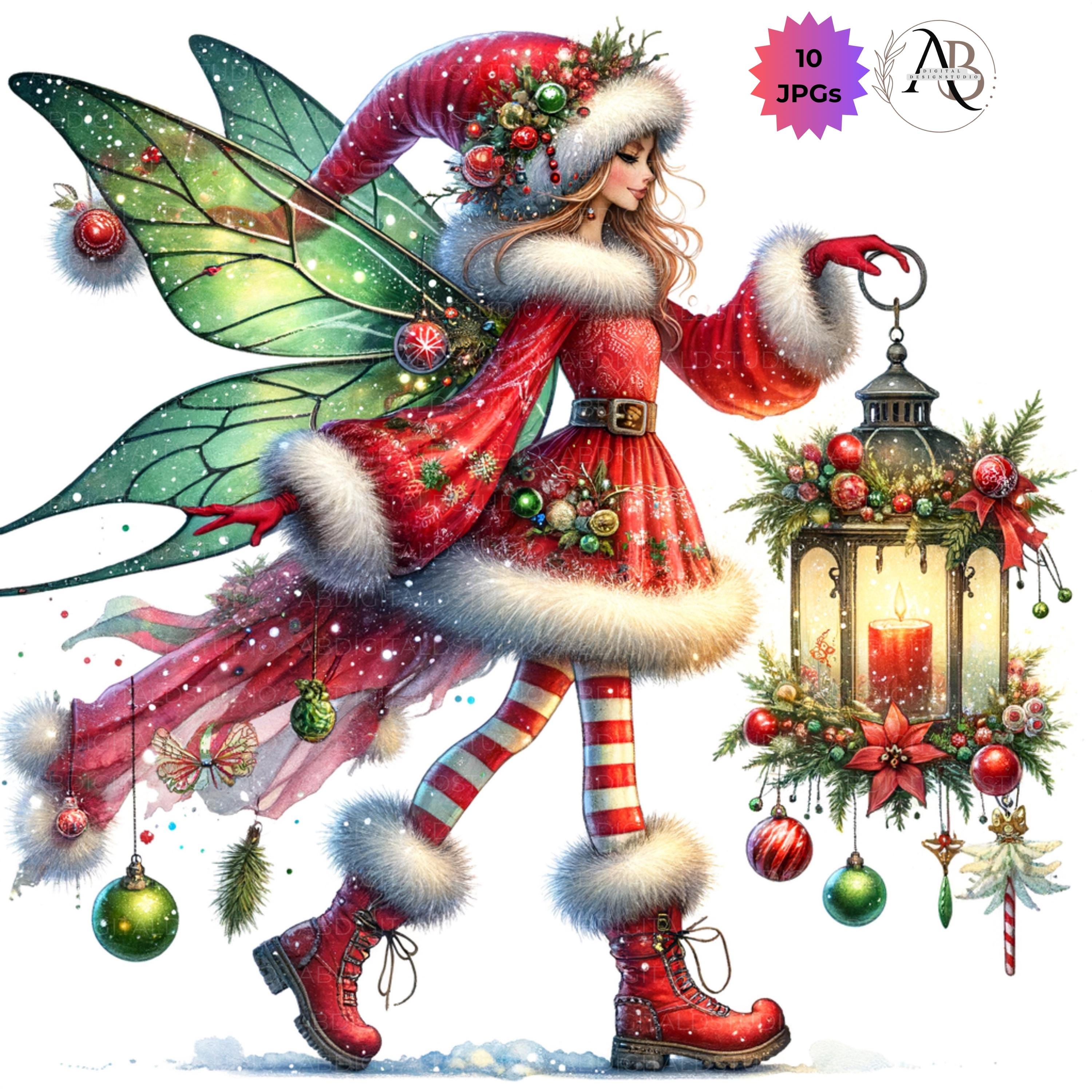 Christmas Fairy Clipart: Festive Whimsical Designs, Holiday Card, Junk ...