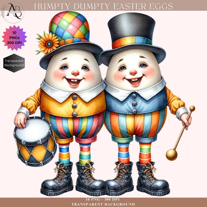 Quirky Whimsical Easter Eggs PNG 10 Clipart, Humpty Dumpty, Boy Easter ...
