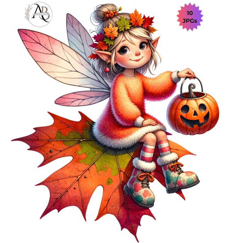 Halloween Fairy Clipart: Pumpkin Jack-o'-lantern Designs (digital ...