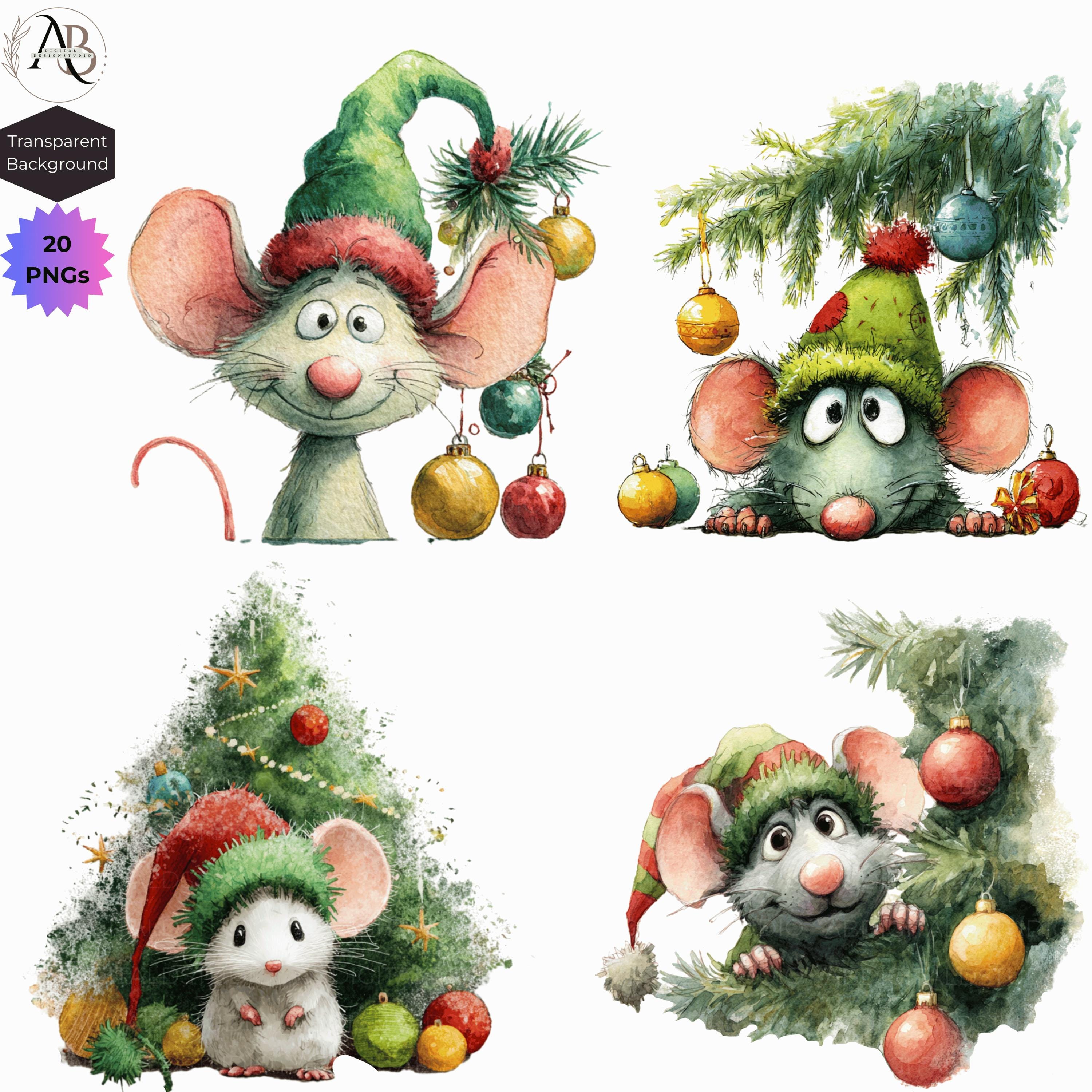 Watercolor Christmas Animal Clipart: 20 PNG Holiday Designs (digital ...