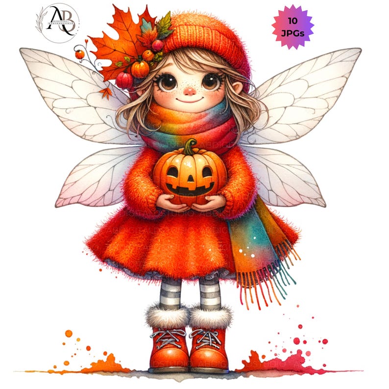 Halloween Fairy Clipart: Pumpkin Jack-o'-lantern Designs (digital ...