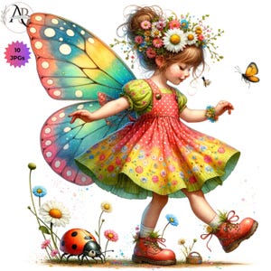 Spring Fairy Clip Art Spring Girls With Daisy Flowers 10JPG Quirky Girl ...