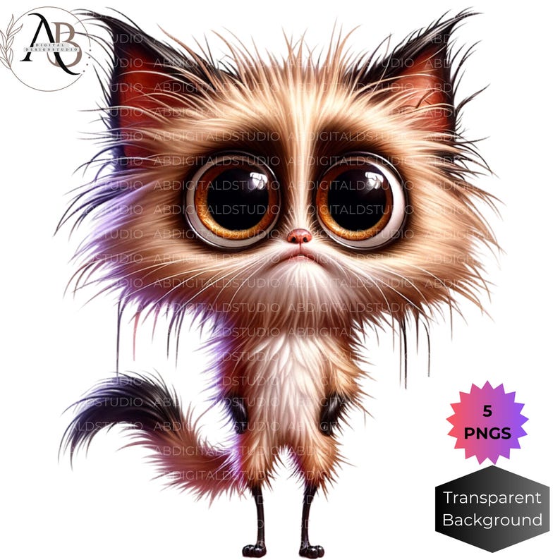 Quirky Cat Clipart, Funny Cat, Frazzled Cat, Cartoon Cat, Bundle Cat ...