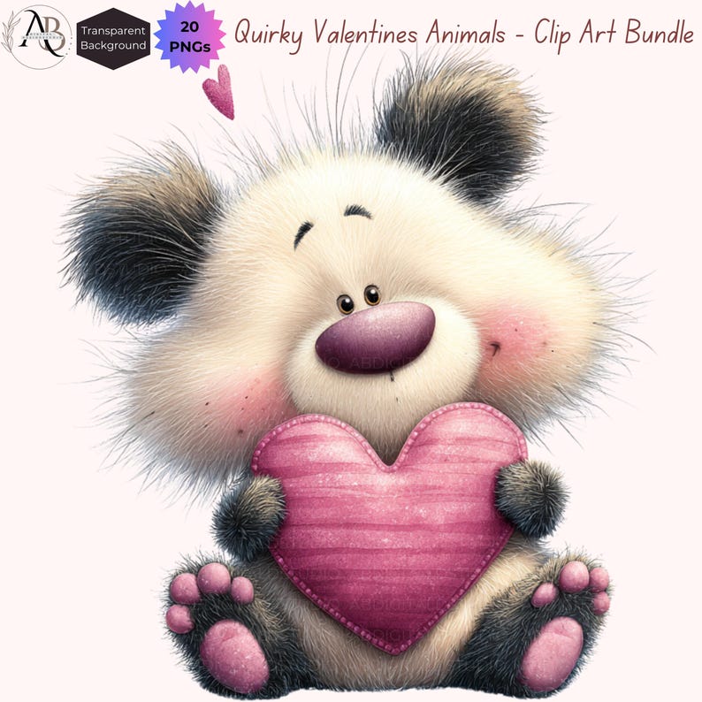 Watercolor Valentines Animals Clipart: 20 PNG Bundle (digital Download ...