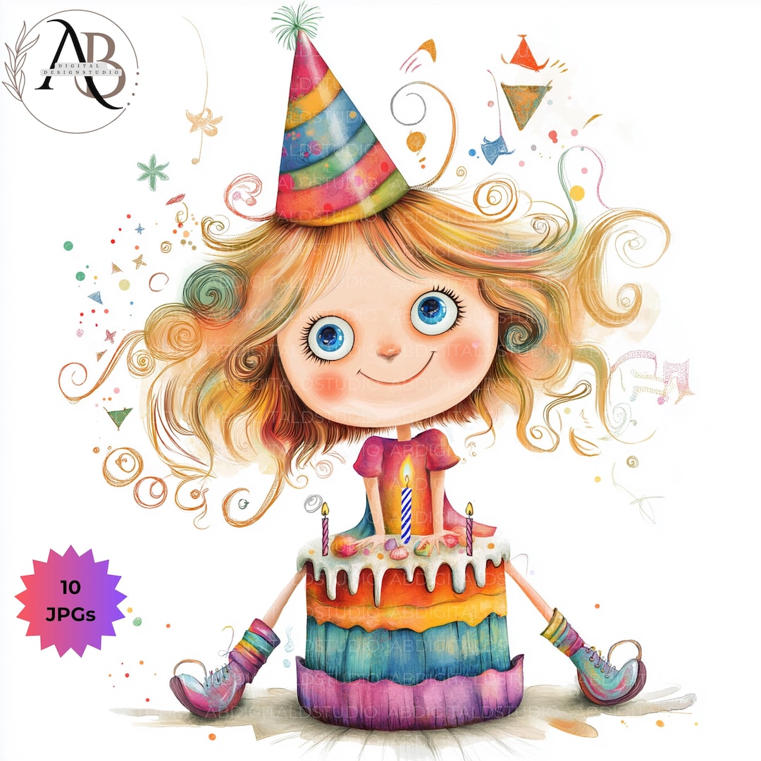 Quirky Girl Birthday Clipart 10JPG Quirky Birthday Cake Clip Art ...