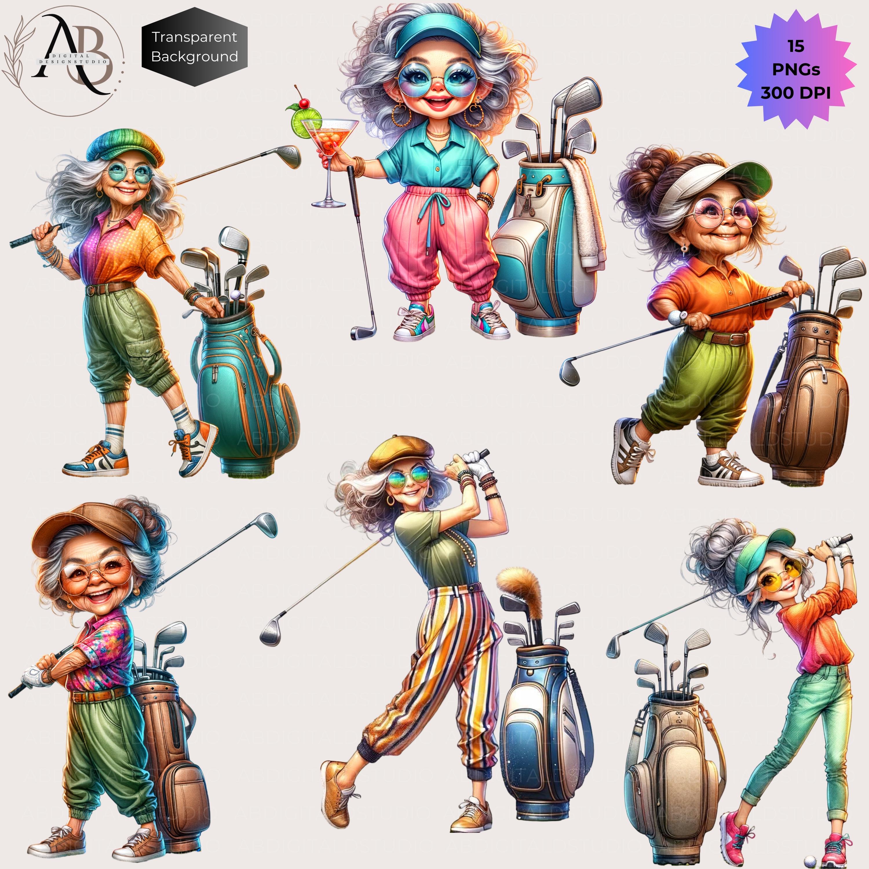 Lady Golfer PNG Clipart: Senior Grandma Golfing (digital Download -15 ...